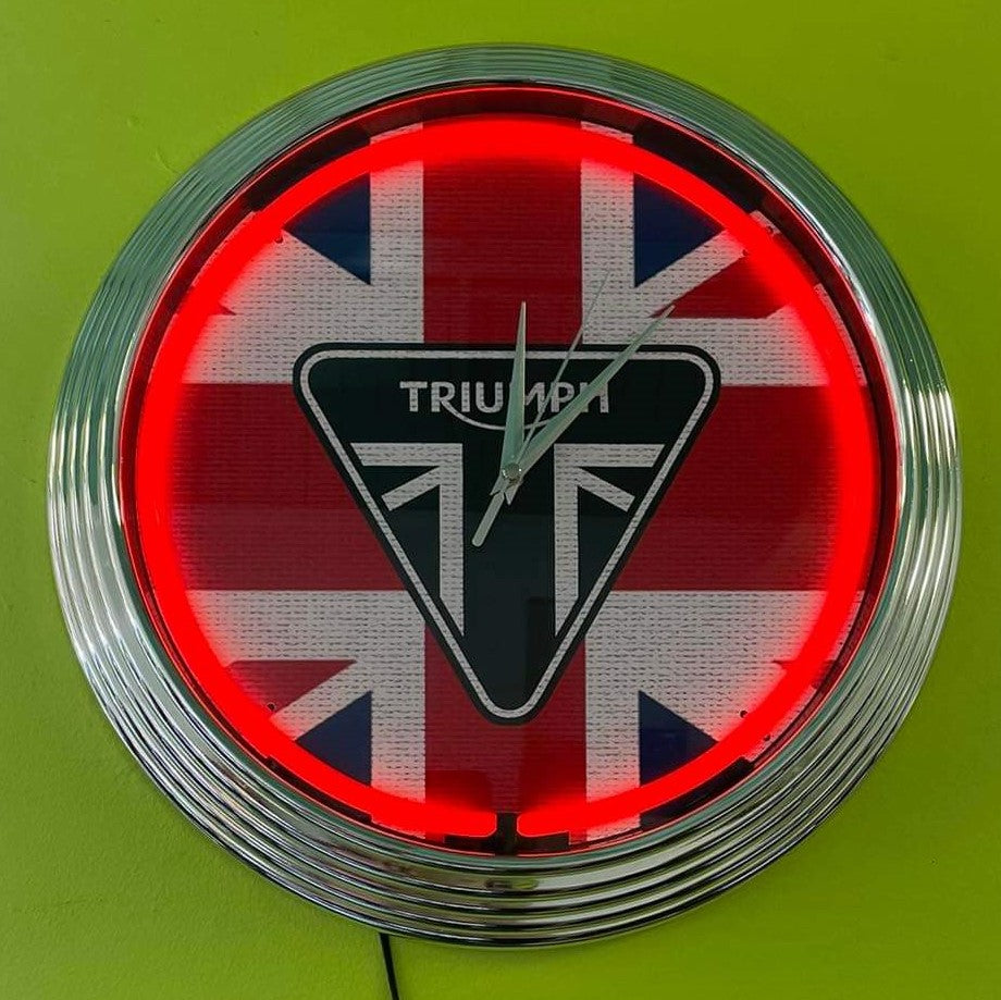 Triumph Union Jack Neon Clock (Blue NENC-522B, Red NENC-522R, White NE ...