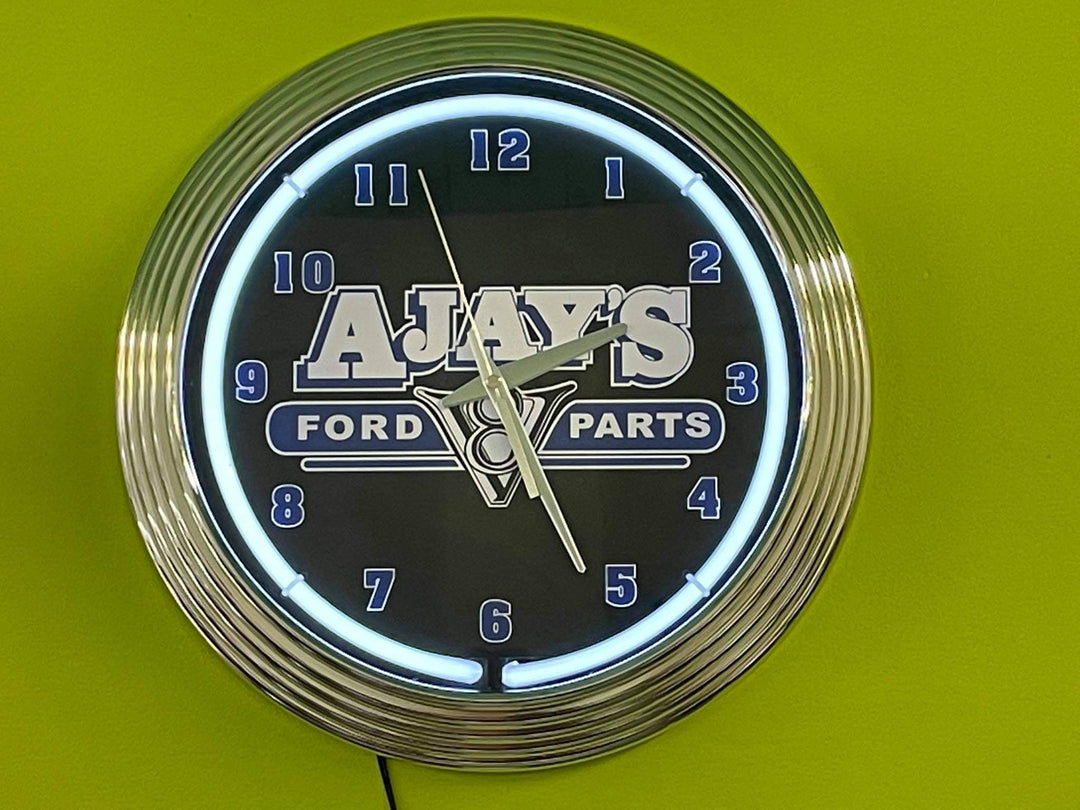 Ajay's Ford V8 Parts Neon Clock - NENC-AJAY – Neon Effect